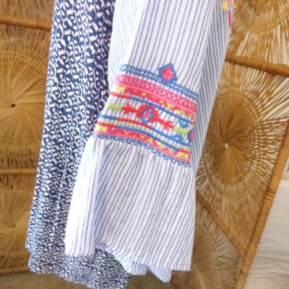 Calessa | Tops | Nwt Calessa Embroidered Tunic Xl Blue White Summer ...